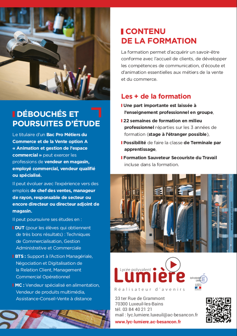 Bac Pro MCV – Lycée Lumière
