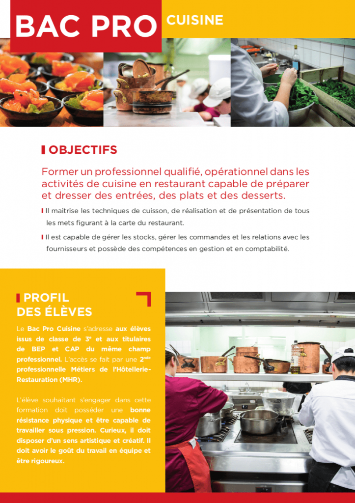 Bac Pro CUISINE – Lycée Lumière